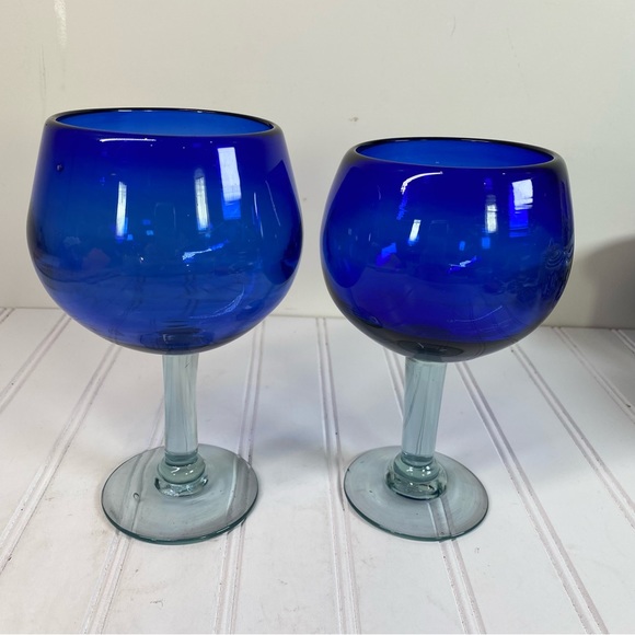 Dining | Vintage Royal Blue Blown Glass Goblets | Poshmark